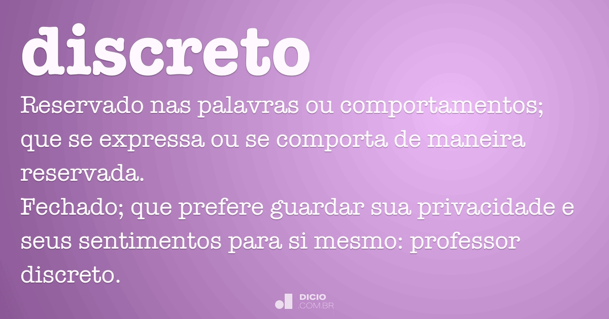 Discreto - Dicio, Dicionário Online de Português