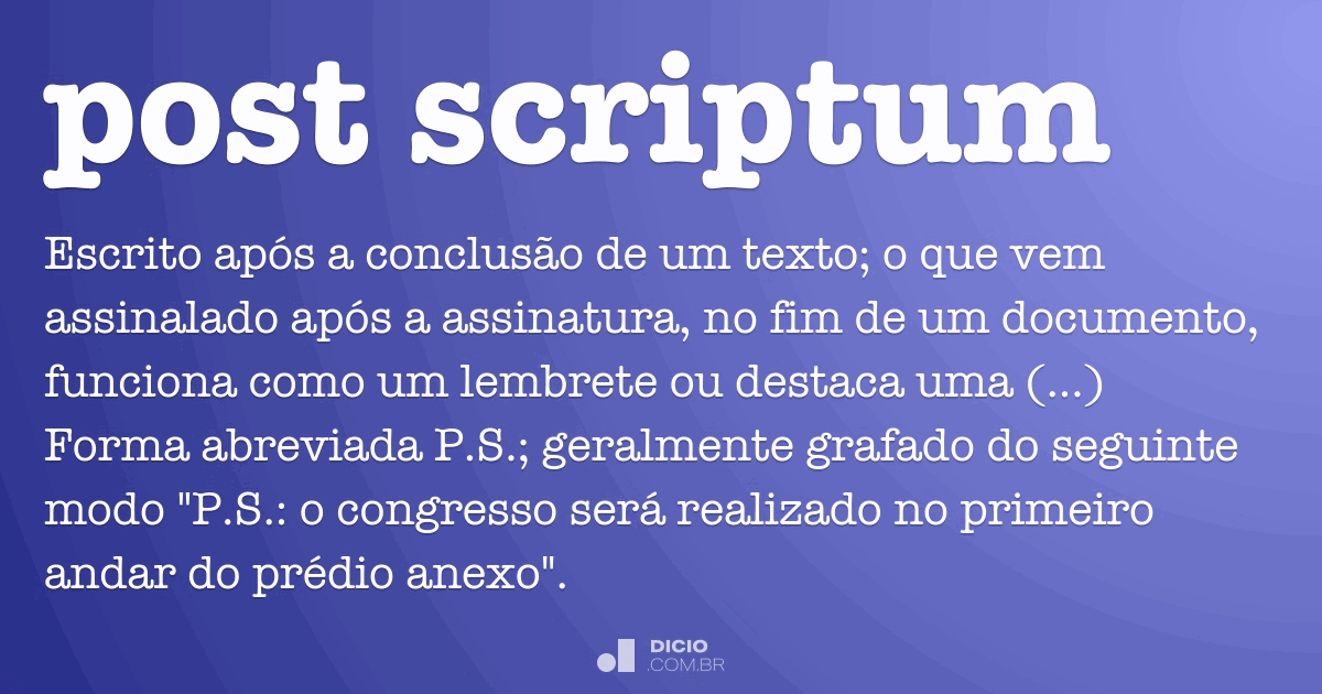 Post scriptum - Dicio, Dicionário Online de Português