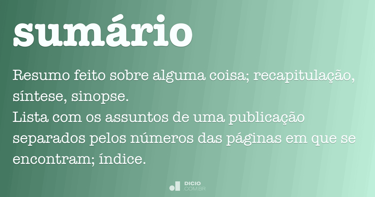 Sumário - Dicio, Dicionário Online de Português